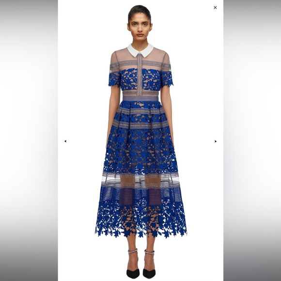 Self-Portrait | Dresses | New Selfportrait Midnight Blue Lace Dress ...